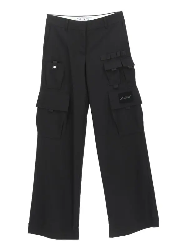 Off-White Cargo Wide Leg Trousers - Black
