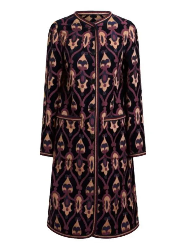 Etro Long Printed Coat - Multicolour On Blue Base