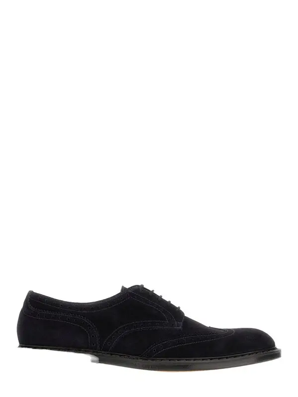 DOUCAL'S Suede Brogue Detail Oxford Shoes - Black