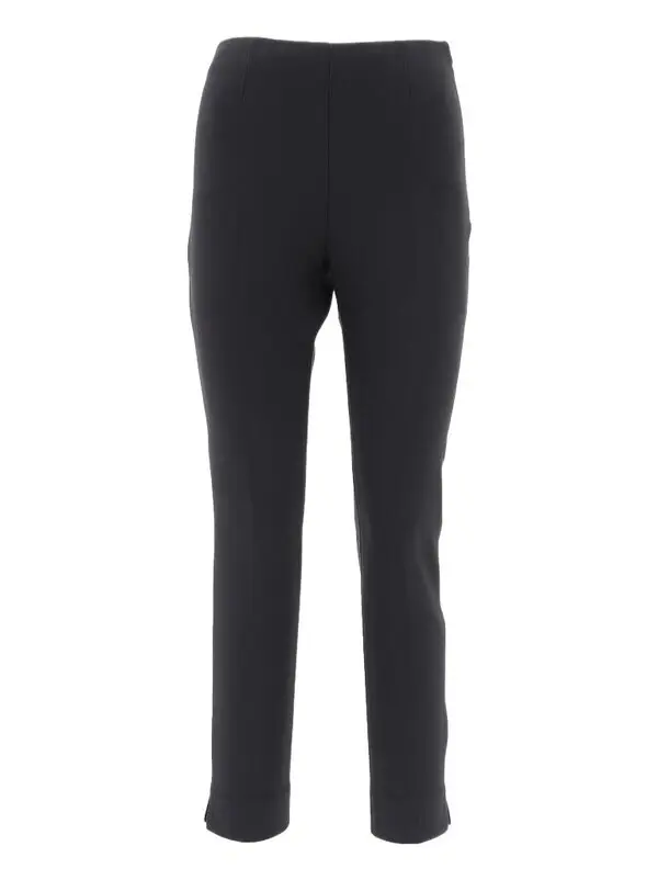 Peserico Cropped Slim-fit Trousers With Side Slits - Black