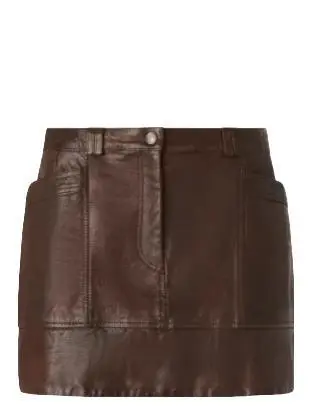 Pinko Leather Mini Skirt - Brown