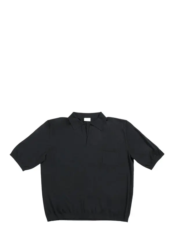 Saint Laurent V-neck Short-sleeved Polo Shirt - Black