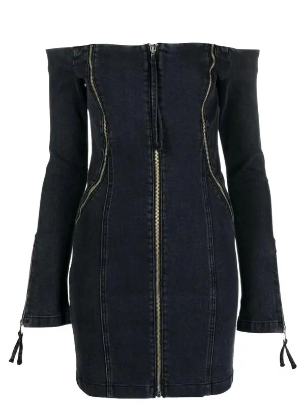 Blumarine Long-sleeved Zipper Dress - Black