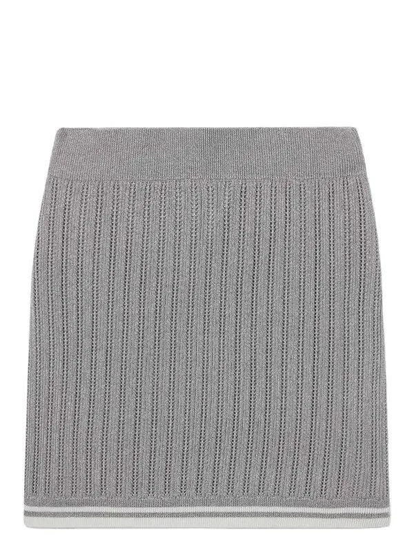 Casablanca Ribbed Knit Mini Skirt - Silver