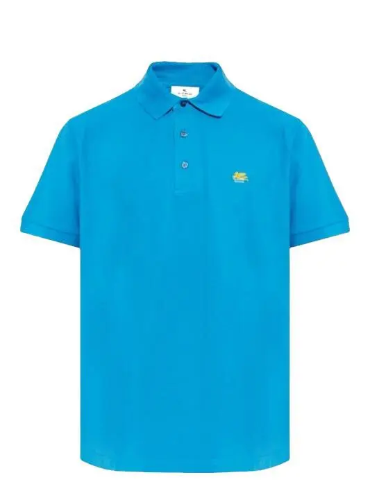 Etro Logo-embroidered Short-sleeved Polo Shirt - Blue