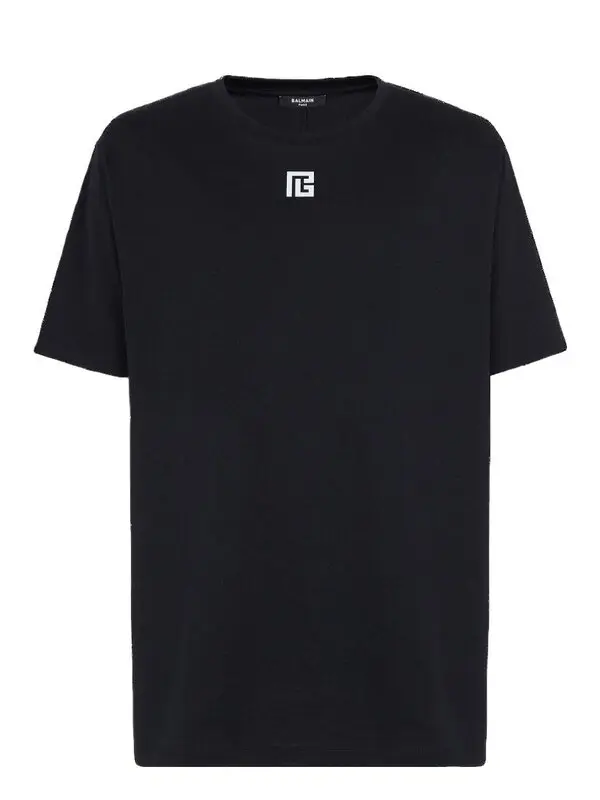 Balmain Oversized T-shirt In Eco-responsible Cotton With Reflective Maxi Logo Print - Black