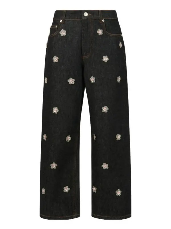 Marni Daisy Appliqué Carrot Fit Jeans - Blue-black