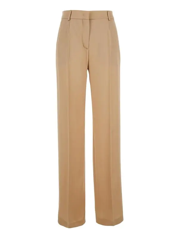 Alberta Ferretti High Waist Straight Leg Trousers - Beige