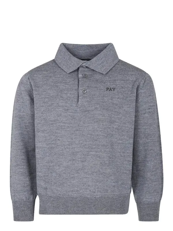FAY Logo Embroidered Polo Shirt - Gray