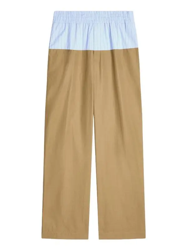 Dries Van Noten Contrast Waist Pinstriped Trousers - Camel