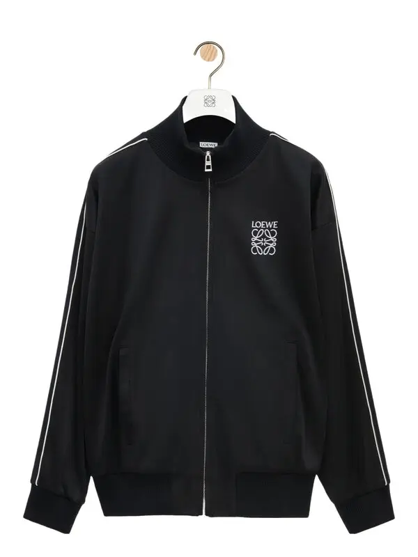 Loewe Logo Embroidered Zip-up Jacket - Black