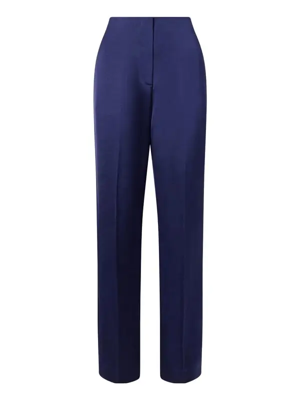 Tove Paule Wide-leg Silk Pants - Navy Blue