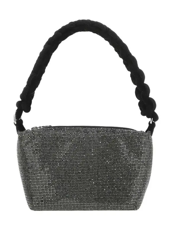 Kara Embellished Zipped Shoulder Bag - Black