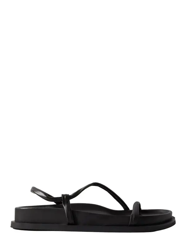 ST. AGNI Twist Leather Slingback Sandals - Black