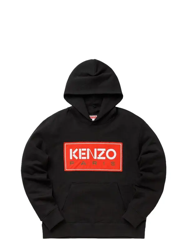 Kenzo Logo Patch Long-sleeved Hoodie - Black