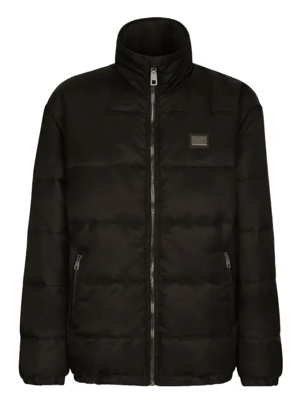 Dolce & Gabbana High Neck Padded Zip-up Jacket - Black