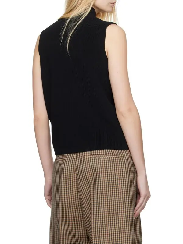Studio Nicholson Ribbed Knit V-neck Sleeveless Vest - Black