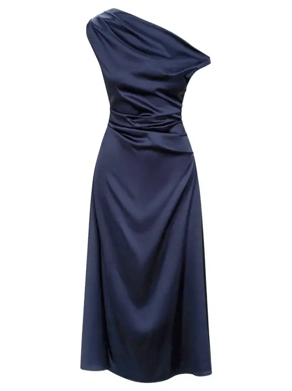 Staud Phare Draped Off-the-shoulder Maxi Dress - Navy Blue