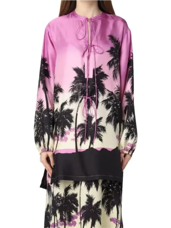 Palm Angels Allover Graphic Printed Top - Black