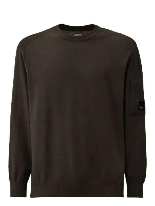 C.P. COMPANY Lens-detail Crew Neck Sweater - Grey