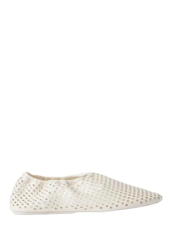 ST. AGNI Openwork Leather Ballet Flats - White