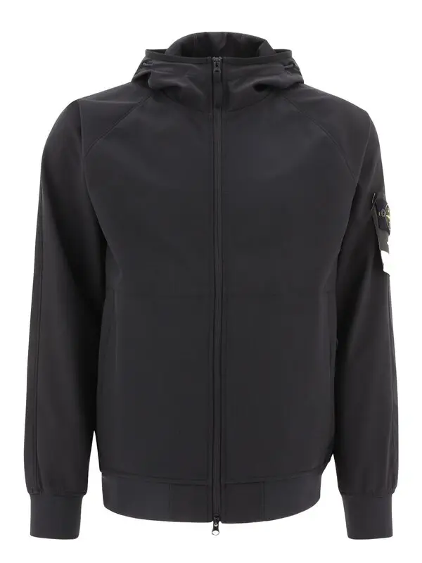 Stone Island Zip-up Hooded Jacket - Black
