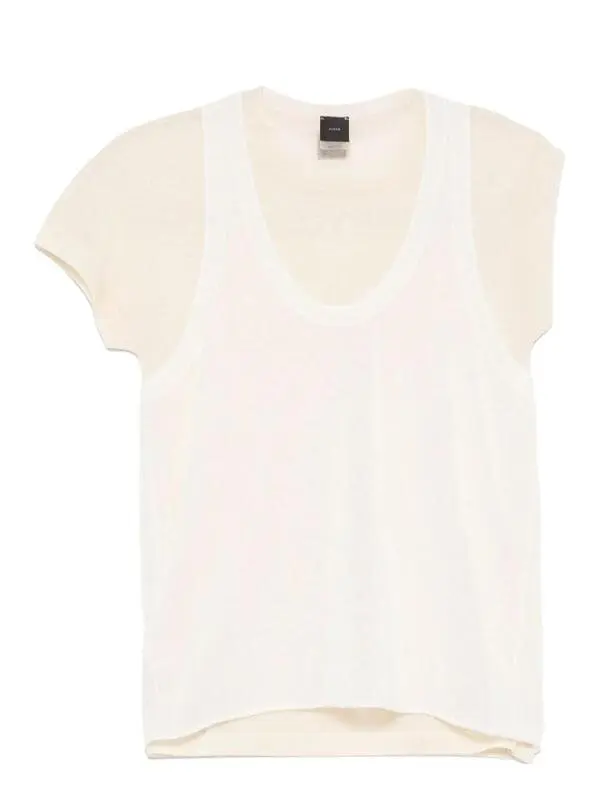 Pinko Layered T-shirt With Appliqué Logo - White