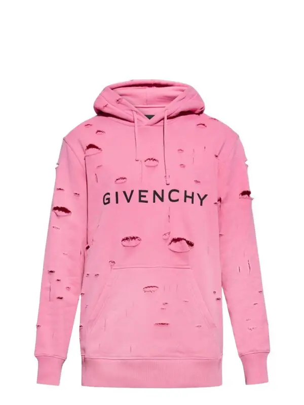 Givenchy Destroyed Archetype Hoodie - Bright Pink