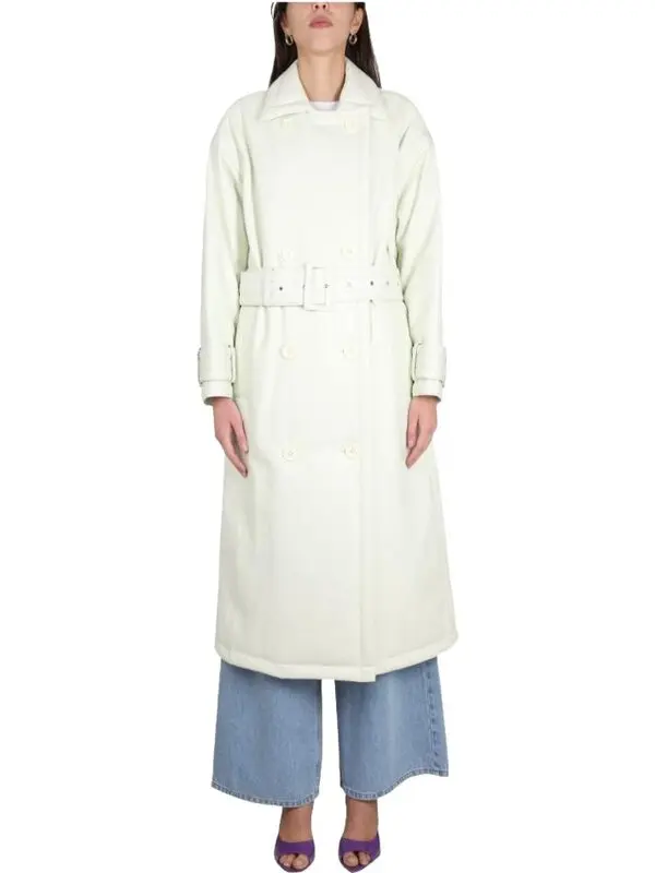 STAND STUDIO Emily Double-breasted Belted Coat - White