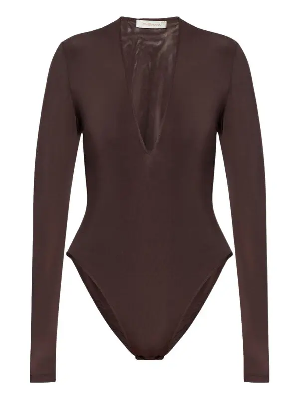 Zimmermann Long Sleeved Bodysuit - Brown