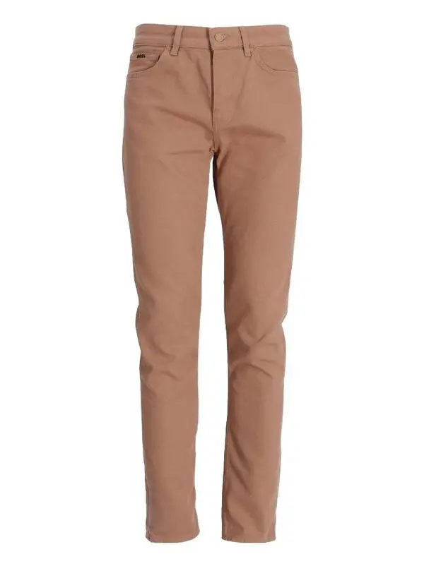 Hugo Boss Cotton-stretch Tapered-leg Trousers - Brown