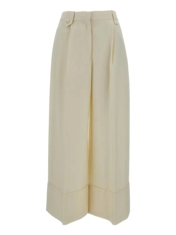 Simone Rocha Wide-leg Cropped Trousers With Pearl Detailing - Nude