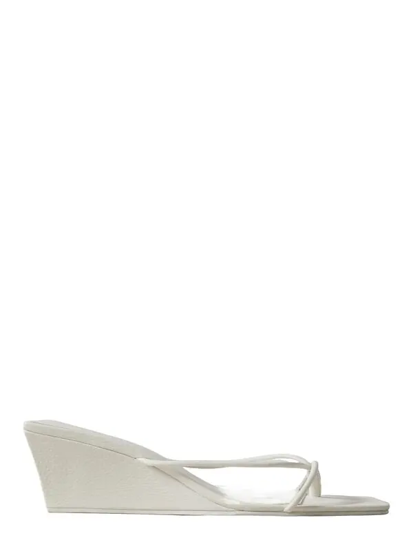 ST. AGNI Leather Wedge Sandals - White