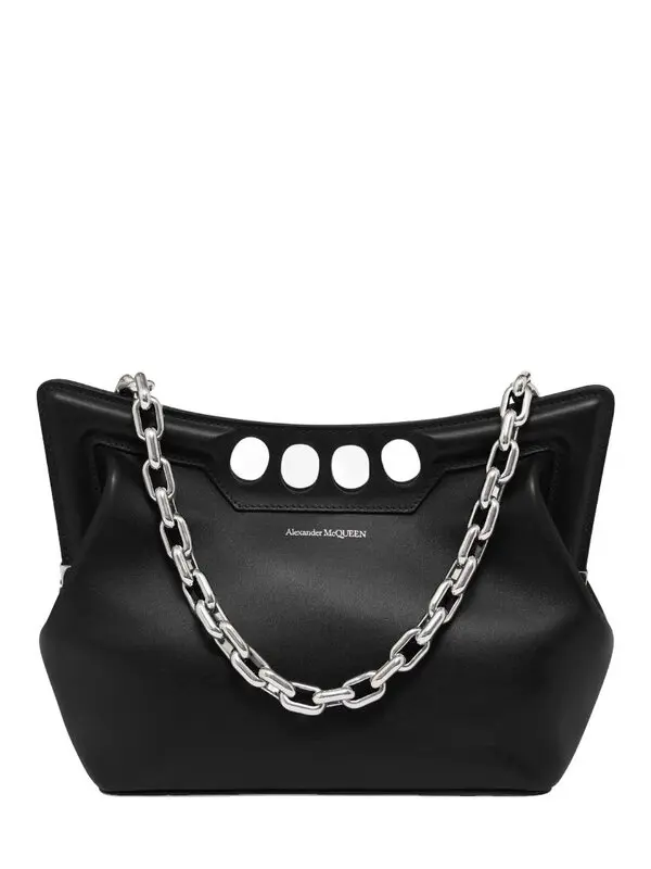 Alexander McQueen The Peak Small Curved Shoulder Bag - Black