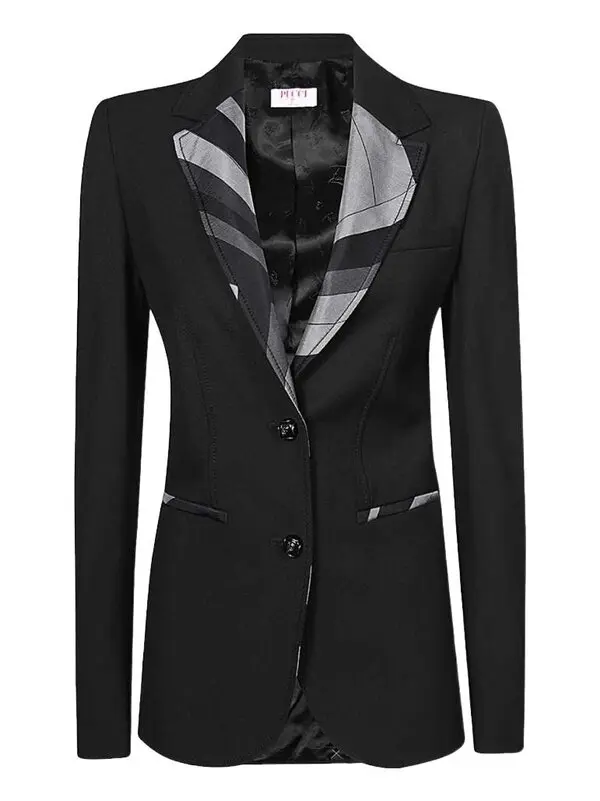 Emilio Pucci Single-breasted Blazer With Marmo Print - Black