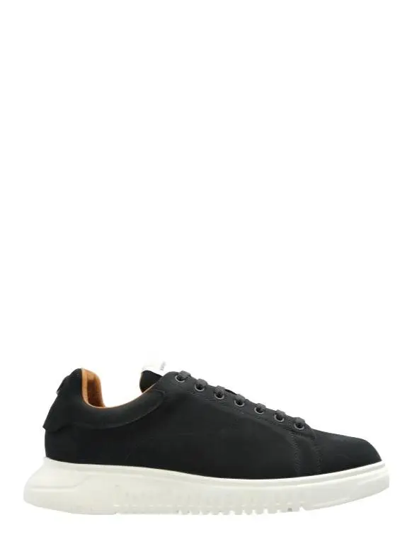 Emporio Armani Round Toe Lace-up Sneakers - Black