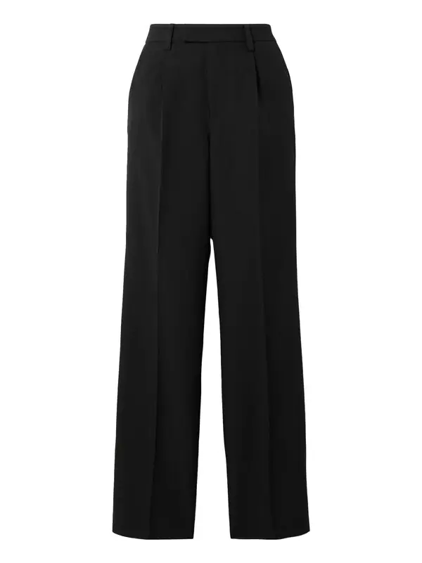 SHUSHU/TONG High-waisted Wool & Silk Blend Trousers - Black