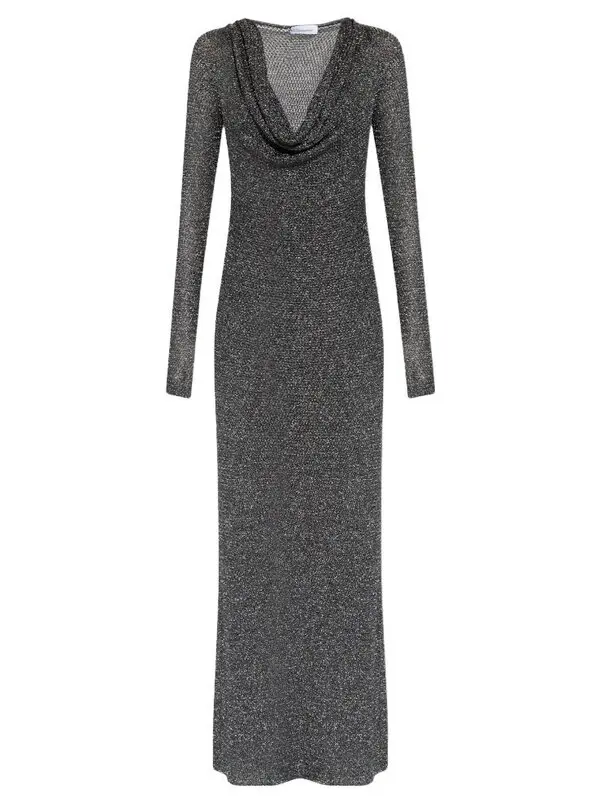 Blumarine Long-sleeve Draped Maxi Dress - Black