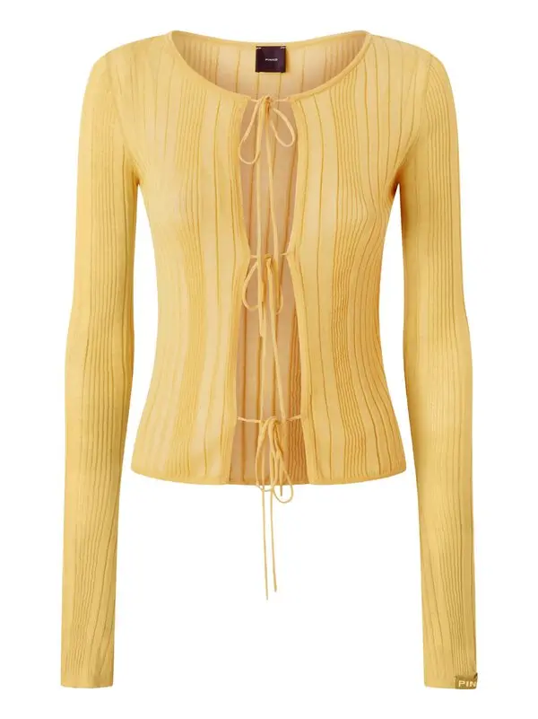Pinko Ribbed Front Tie Jumper - Rattan Yellow