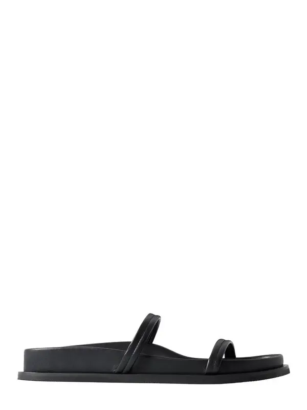 ST. AGNI Strappy Leather Flat Sandals - Black