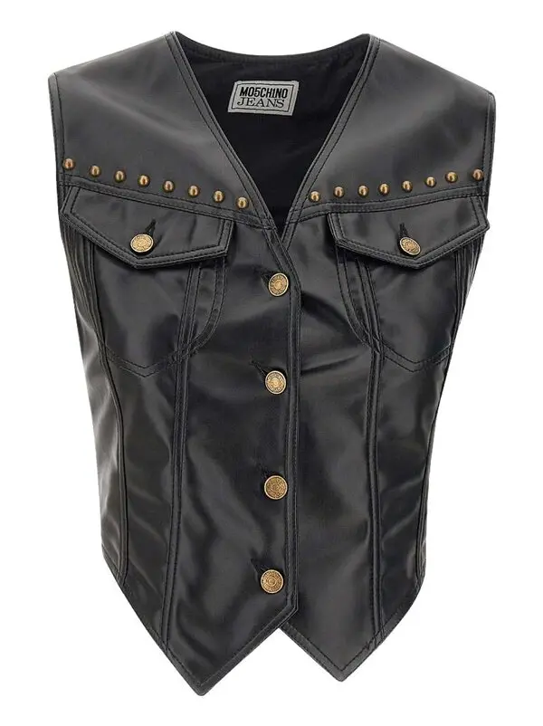 Moschino Studded V-neck Vest - Black