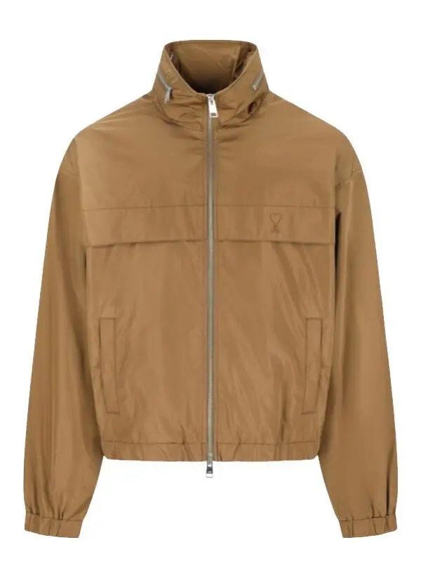 Ami Coupe Zip Windbreaker - Brown
