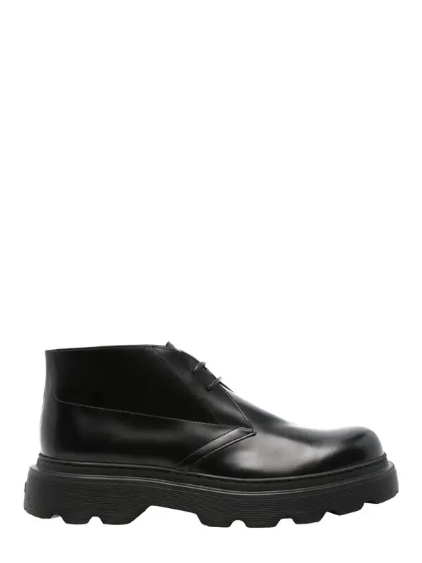 TOD'S Round Toe Ankle Boots With Embossed Logo - Black