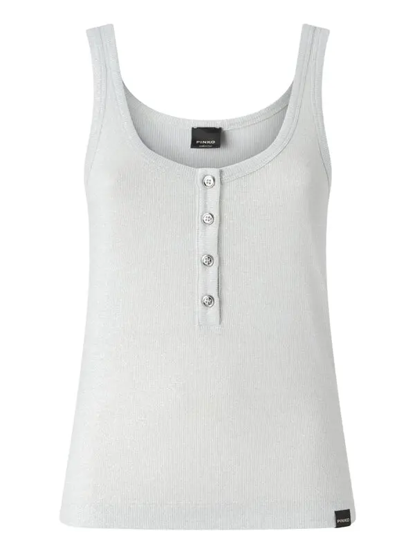 Pinko Knitted Lurex Tank Top With Front Buttons - White