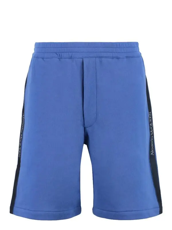 Alexander McQueen Logo Tape Elasticated Waistband Jersey Shorts - Blue