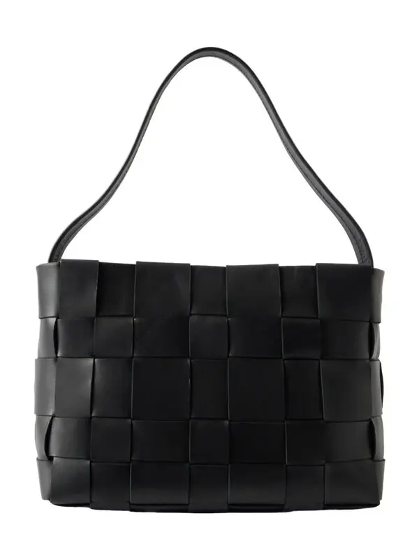 ST. AGNI Mini Woven Leather Shoulder Bag - Black