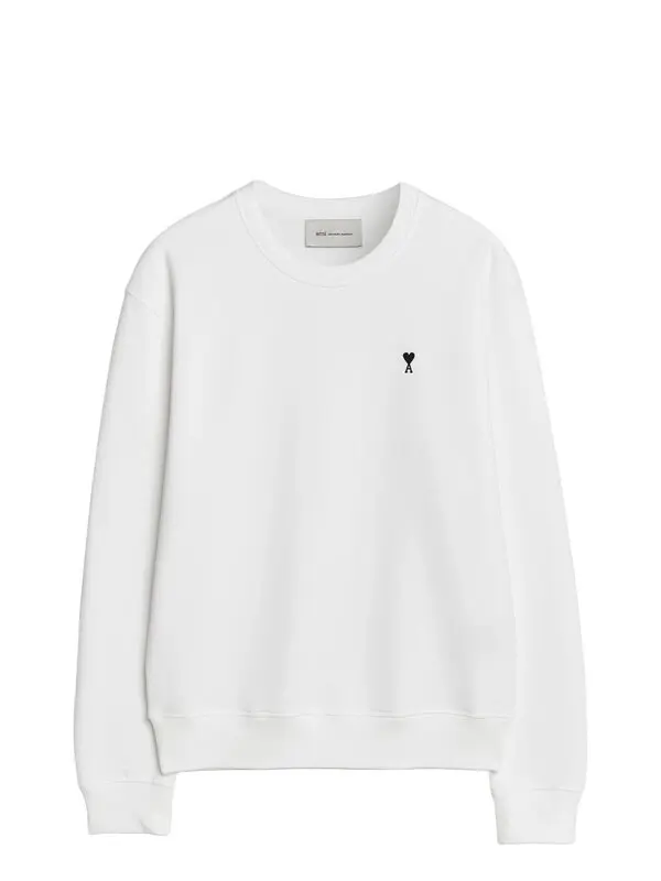 Ami Crewneck Sweatshirt With Logo Detail - White