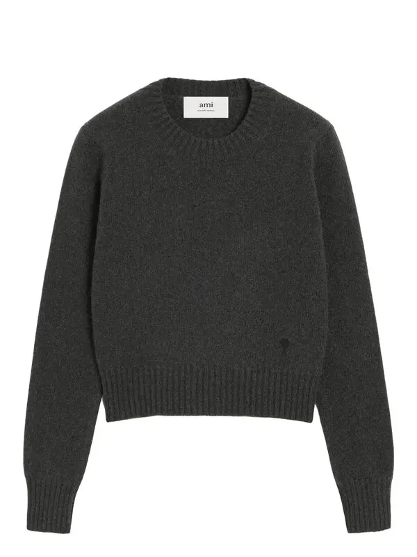 AMI Paris De Coeur Embroidered Sweater - Anthracite