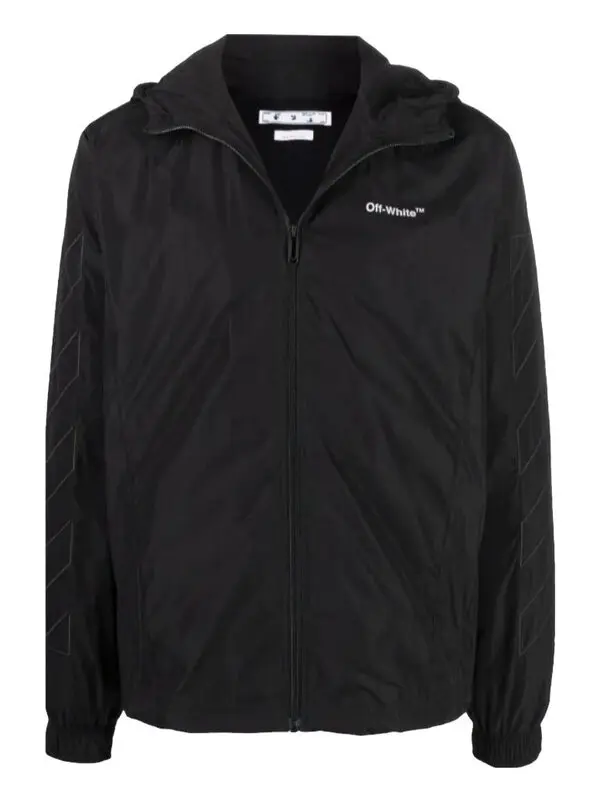 Off-White Diag Outline Track Zip Hoodie - Black