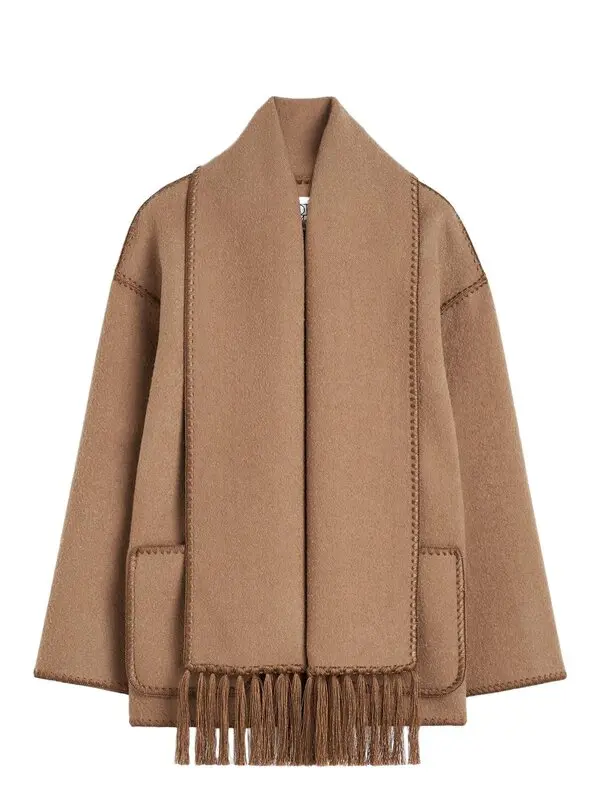 TOTEME Whipstitch-trim Scarf Jacket - Camel
